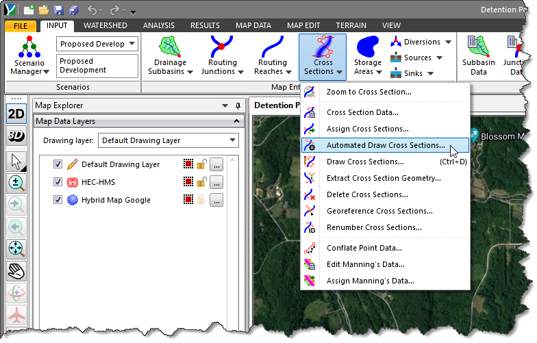Automated Draw Cross Sections Command (HEC-HMS)