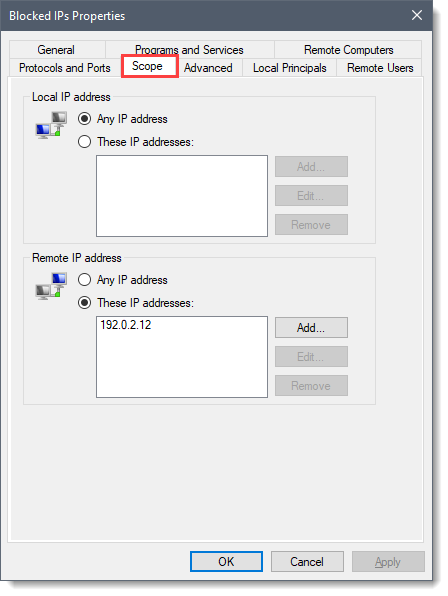 Configuring Windows Firewall to Allow or Block IP Addresses