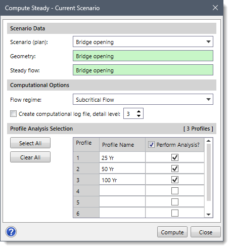 Compute Steady-Current Scenario Command - CivilGEO Knowledge Base