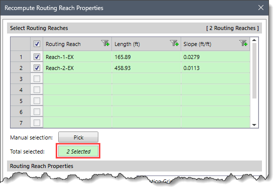 Recompute Routing Reach Properties Command - CivilGEO Knowledge Base