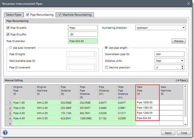 Renumber Interconnected Pipes Command - CivilGEO Knowledge Base