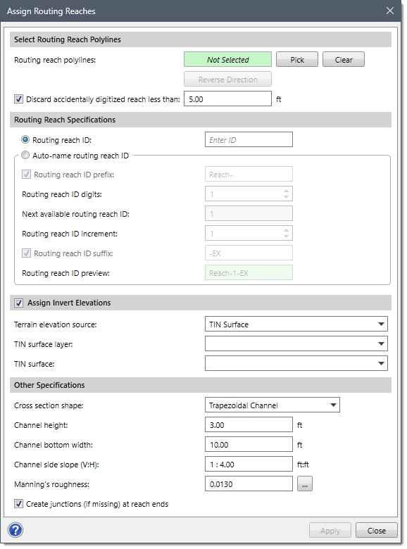 Draw and Assign Routing Reaches Command - CivilGEO Knowledge Base