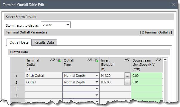 Terminal Outfall Table Edit Command - CivilGEO Knowledge Base