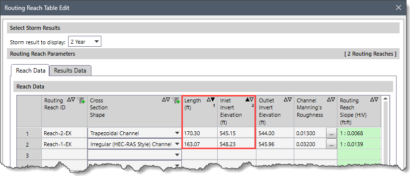 Routing Reach Table Edit Command - CivilGEO Knowledge Base