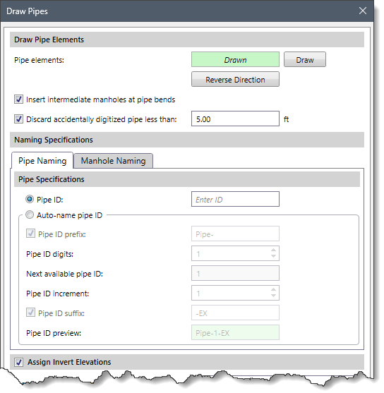 Draw and Assign Pipes Command - CivilGEO Knowledge Base