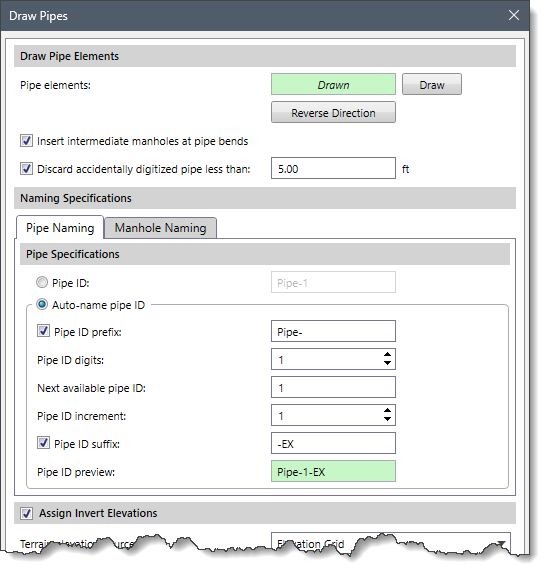 Draw and Assign Pipes Command - CivilGEO Knowledge Base