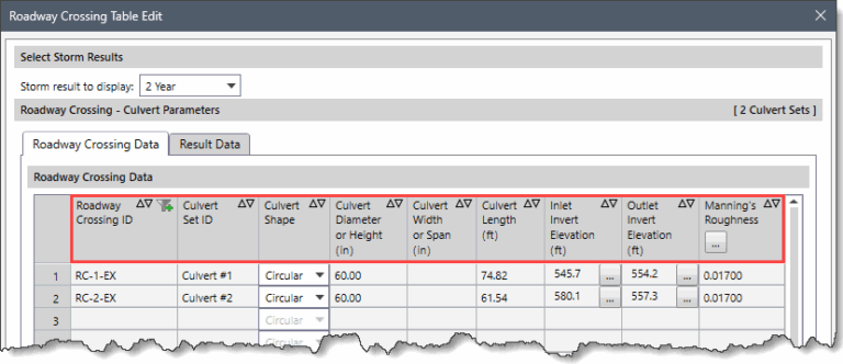 Roadway Crossing Table Edit Command - CivilGEO Knowledge Base