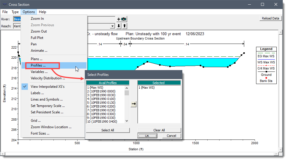 HEC-RAS Output Cross Section Input Plots - CivilGEO Knowledge Base